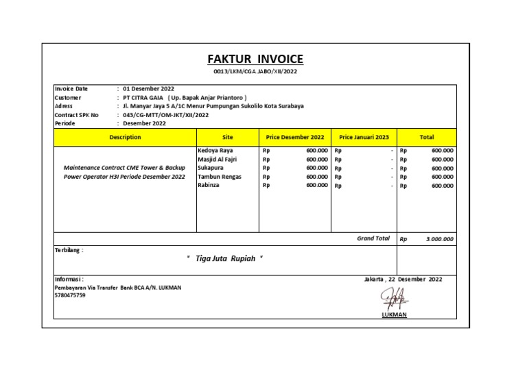 Contoh Invoice | PDF