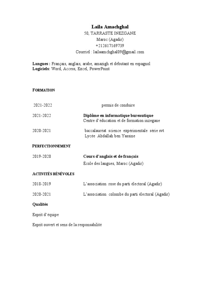 Modele CV Chronologique | PDF