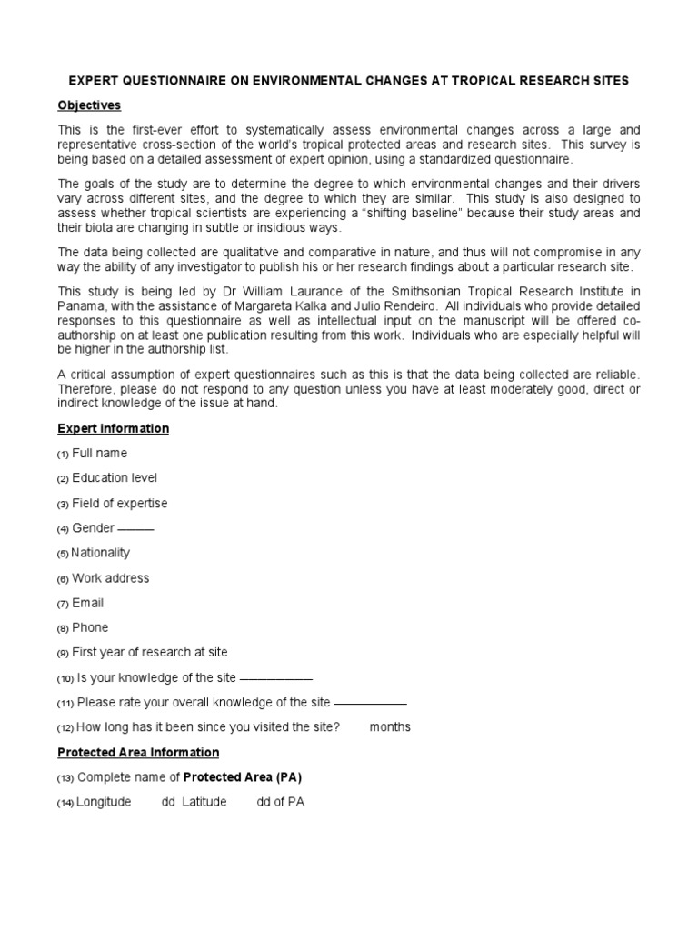 Expert Questionnaire Form | PDF | Venom | Expert