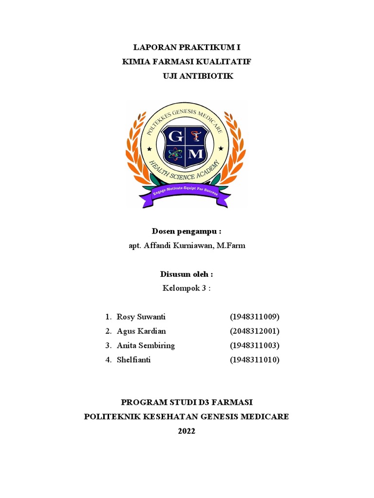 Laporan Praktikum I Kimia Farmasi Uji Antibiotik Pdf