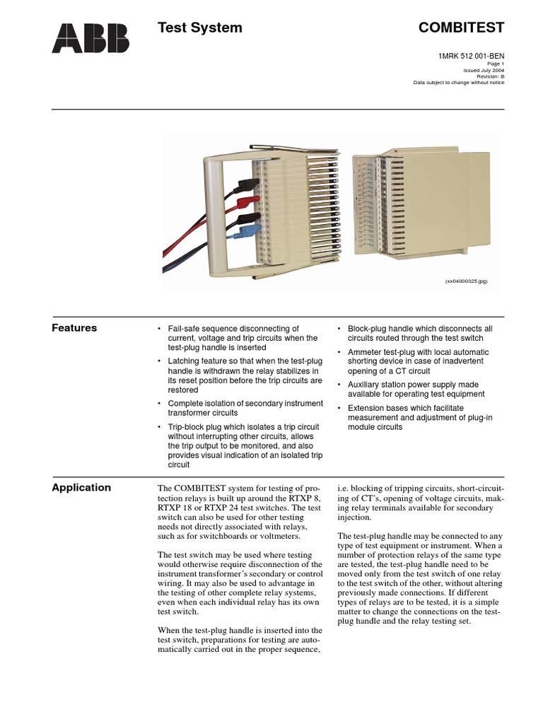 Block pruebas ABB | PDF | Ac Power Plugs And Sockets | Relay
