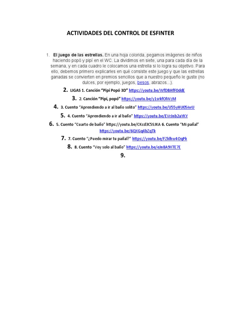 Actividades Del Control de Esfinter | PDF