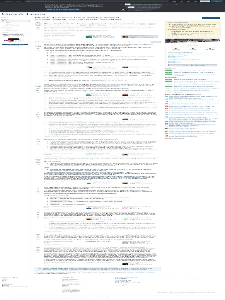 What To Do When A Linux Desktop Freezes - Unix & Linux Stack Exchange | PDF | Computer Keyboard ...