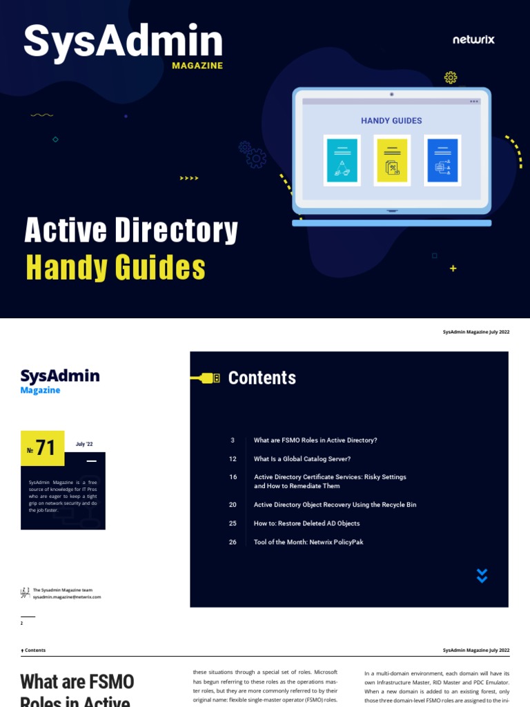 FSMO Roles in Active Directory Explained | PDF | Active Directory ...