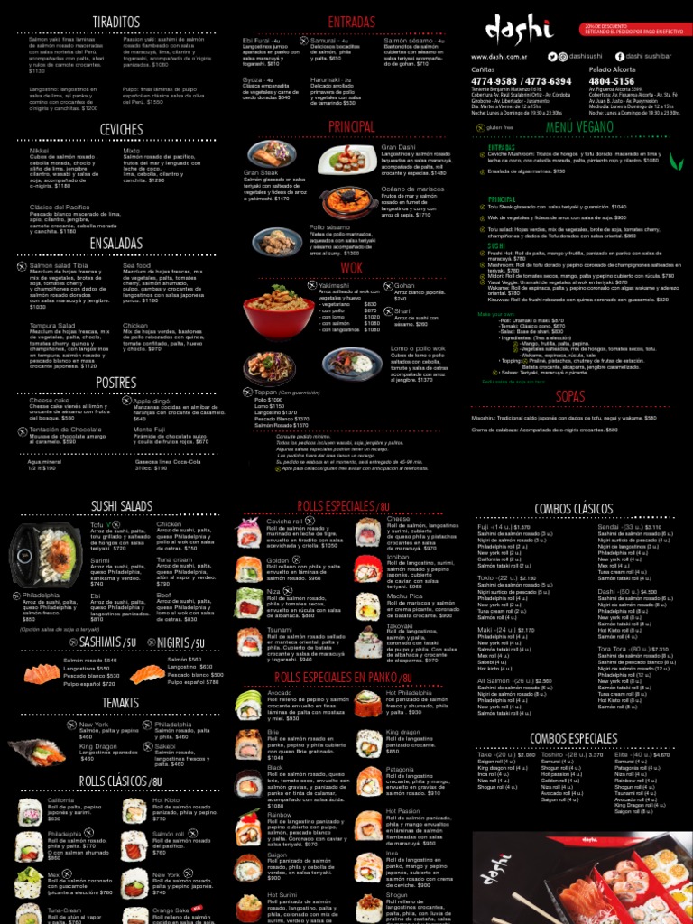 Menú Dashi Sushi: Opciones y Descuentos | PDF | Sushi | Cocinando