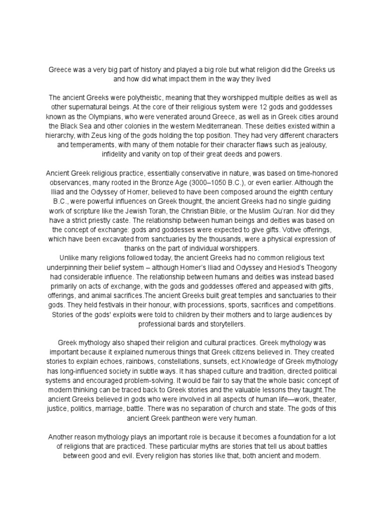 How Did The Gods of Greece Have An Impact On The Religion of Ancient ...