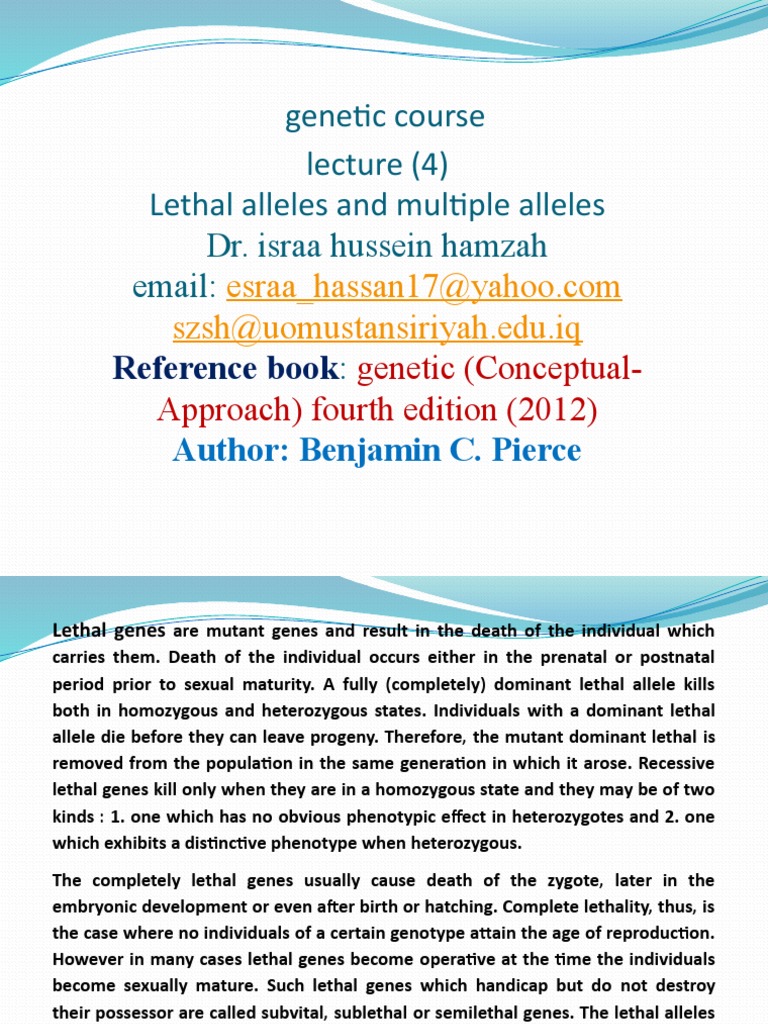 Understanding Lethal Alleles in Genetics | PDF | Dominance (Genetics ...