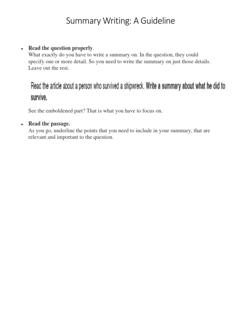 Guideline For Summary Writing | PDF
