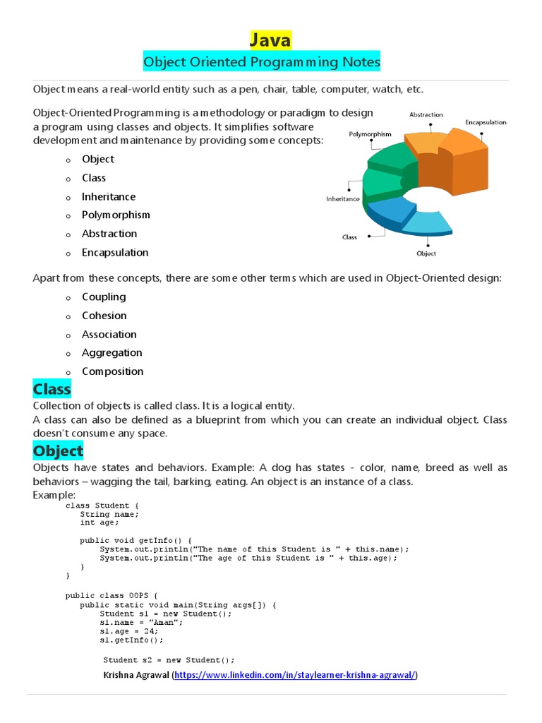 Core Java OOPS Concept Notes With Example | PDF | Method (Computer ...