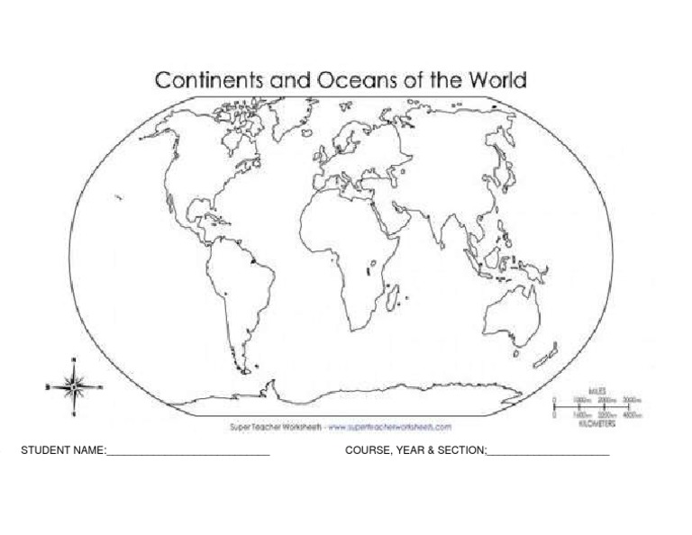 Blank Map of The Continents and Oceans of The World | PDF