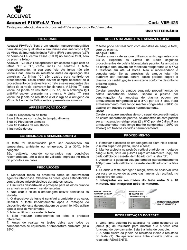 FIV FeLV | Download grátis PDF | Elisa | Especialidades médicas