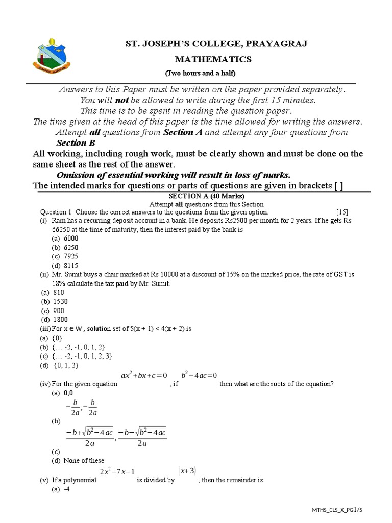Class X Mathematics Preboard 2023 | PDF | Cartesian Coordinate System ...