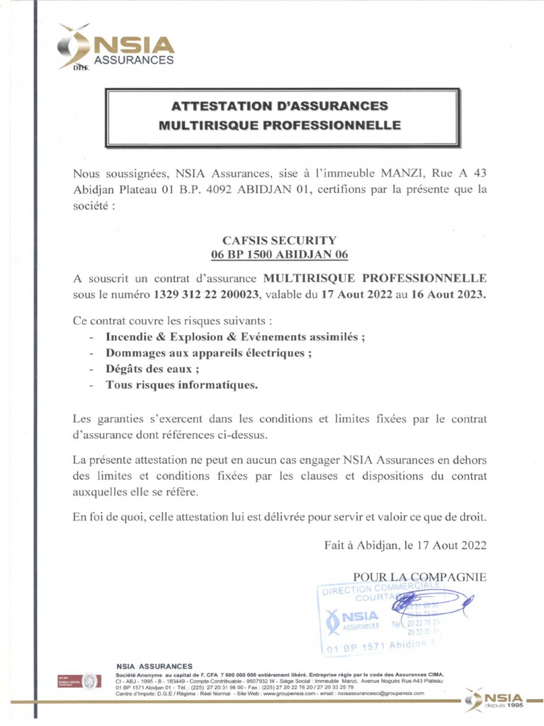 Assurance Multirisques Professionnelle | PDF