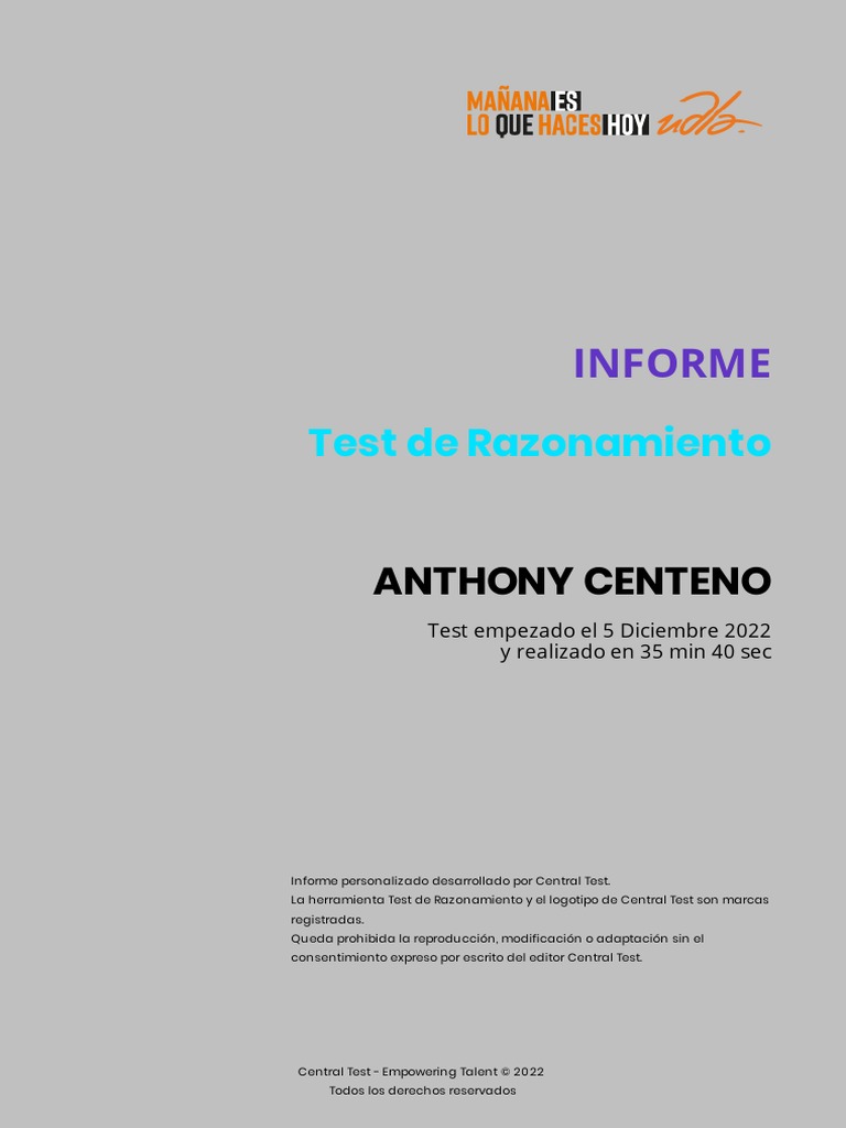 ANTHONY CENTENO - Test de Razonamiento - 2022-12-05 | PDF | Cociente de ...
