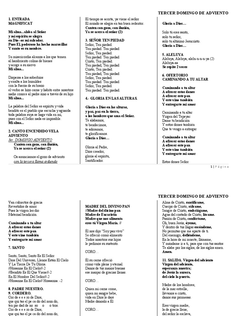 Cantos Del Tercer Domingo de Adviento | PDF | Cristo (título) | eucaristía