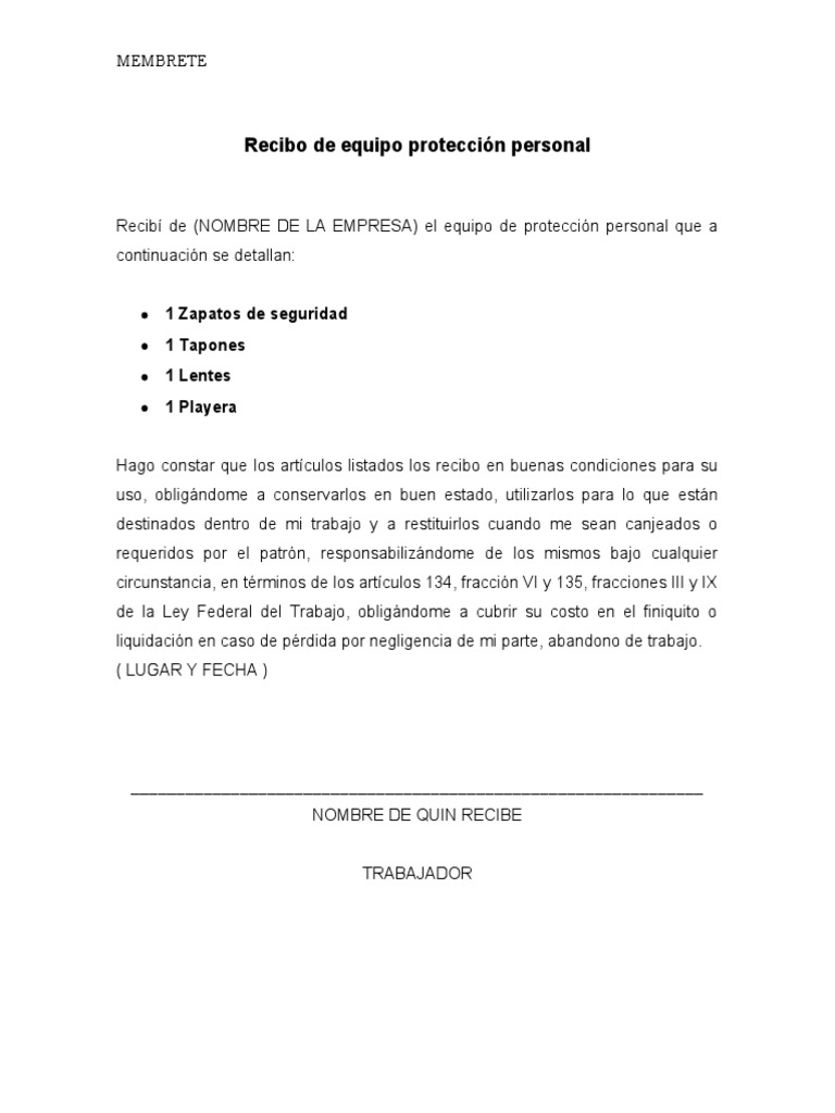 Carta Compromiso Personal Epp | PDF