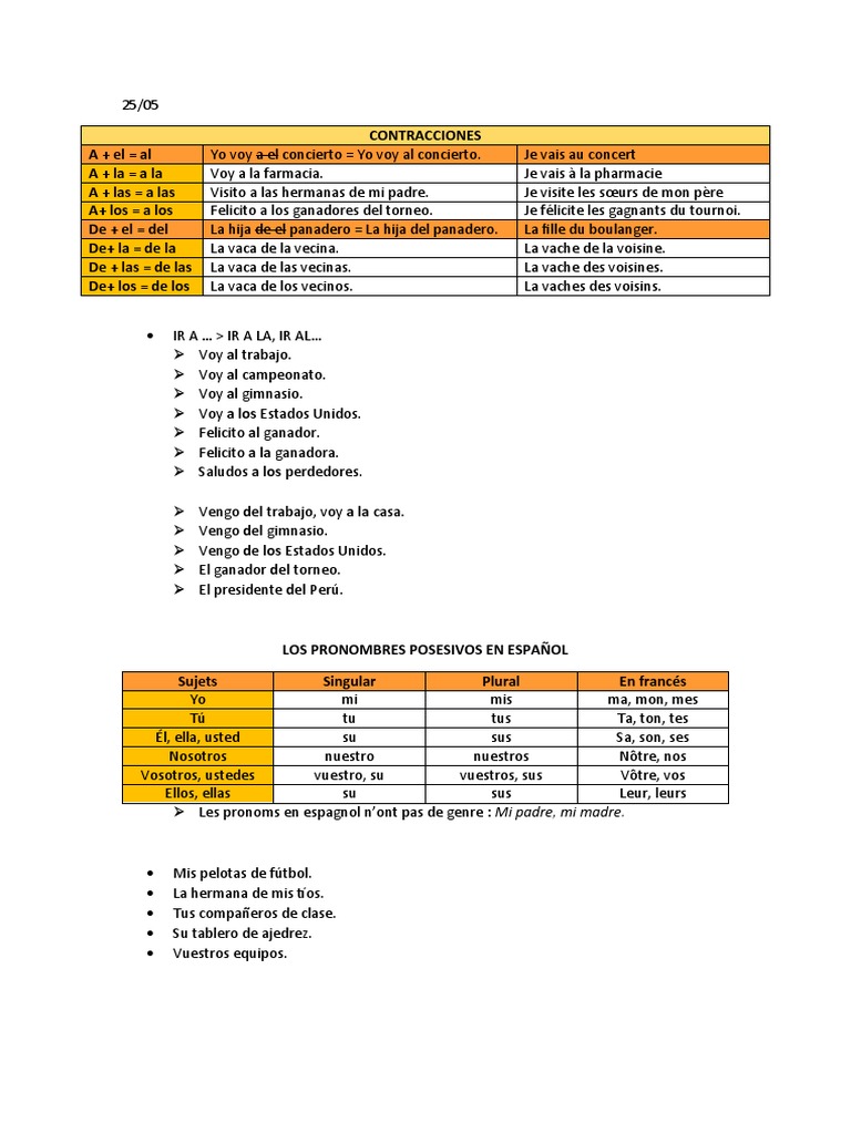 Contracciones y verbos en español | PDF | Lingüística