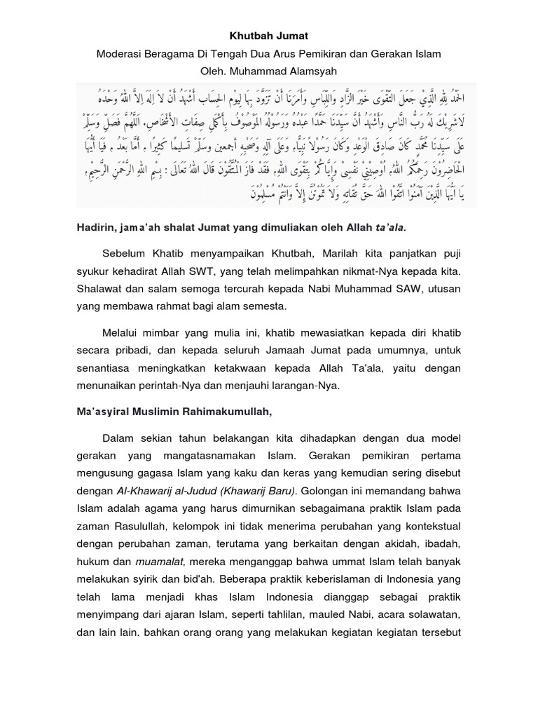 Moderasi Beragama dalam Khutbah Jumat | PDF