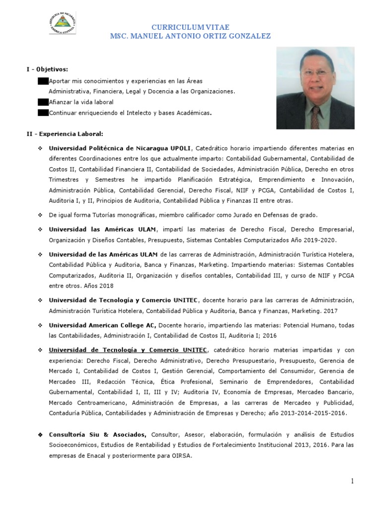 Curriculum Vitae Manuel A. Ortiz Gonzalez Oct.21 | PDF | Contador | Auditoría