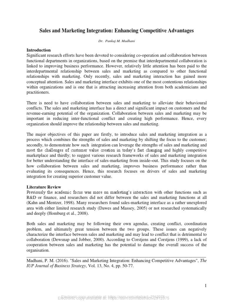 9-SSRN-id2912075 - Sales and Marketing Integration Enhancing Competitive Advantages - Dr. Pankaj ...