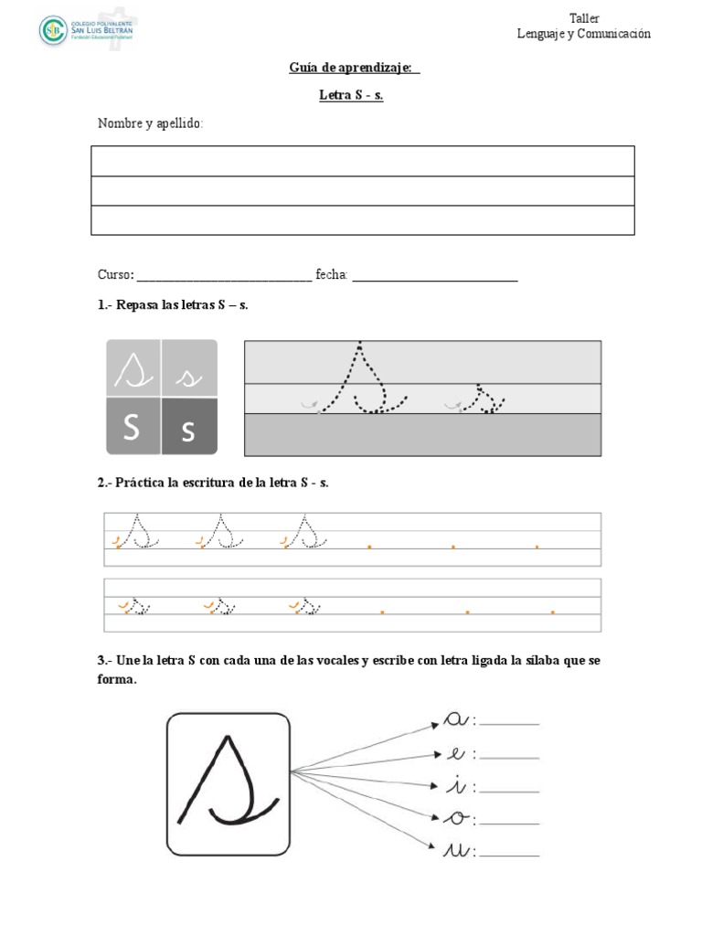 Guía - Letra S | PDF | Artes del Lenguaje y Comunicación | Estudios de ...