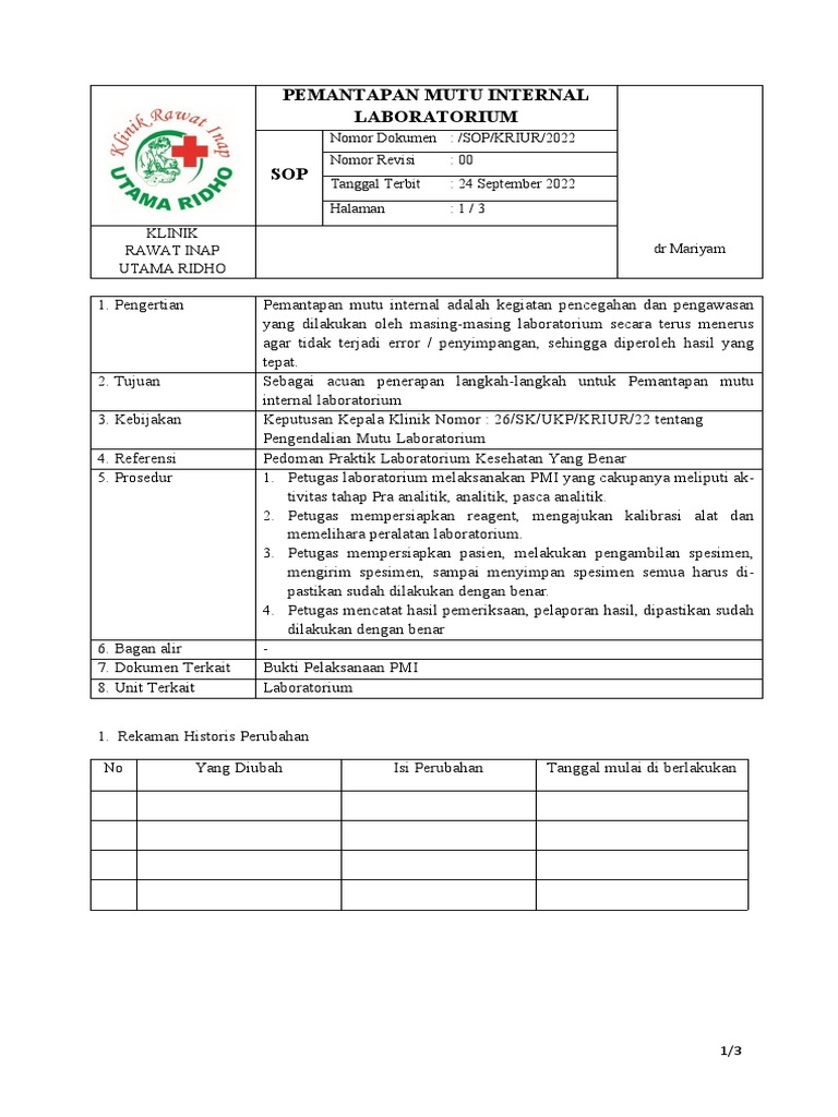 3.1.7.7 Sop Pemantapan Mutu Internal Laboratorium | PDF