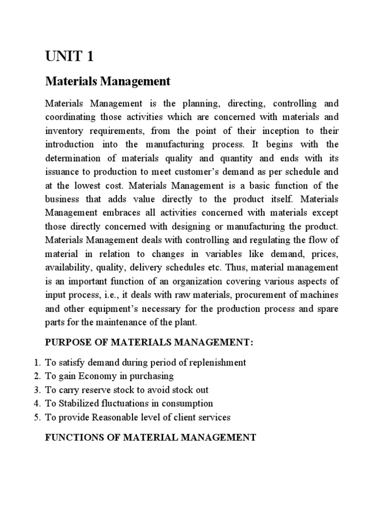 Overview of Materials Management Functions | PDF | Inventory ...