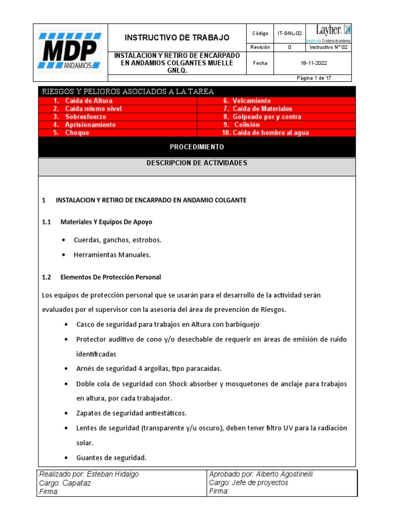 Instructivo Instalacion y Retiro de Encarpado V-1 | PDF | Andamio ...