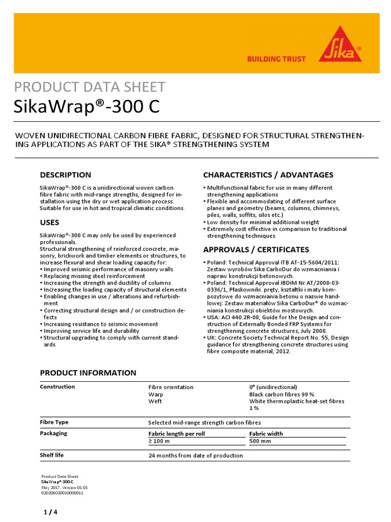 sikawrap_-300_c (1) | PDF | Fibers | Fibre Reinforced Plastic