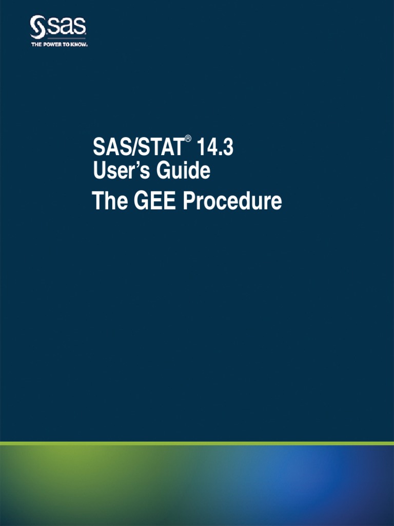 Sas/Stat 14.3 User's Guide: The GEE Procedure | PDF | Statistics ...