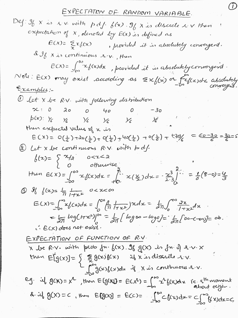 Expectation of RV, Notes | PDF