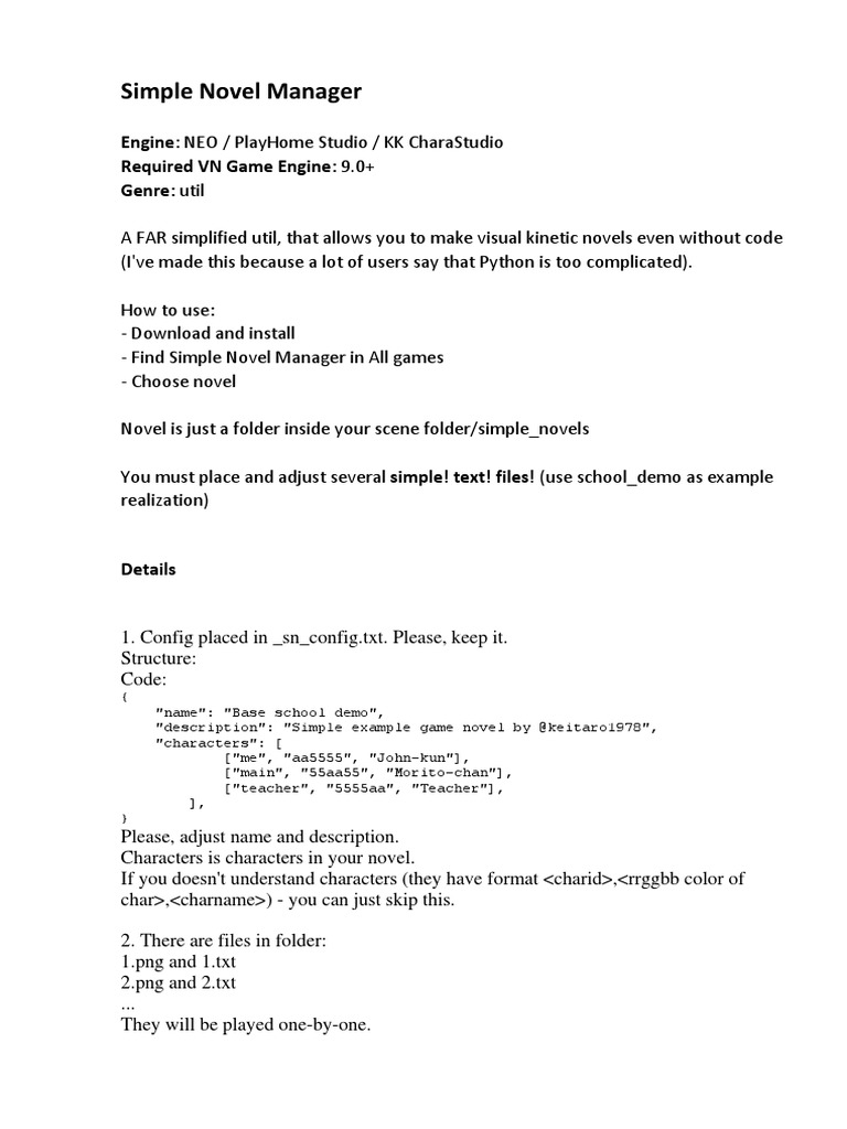 Simple Novel Manager (VNGE) | PDF | Text File | Computer File