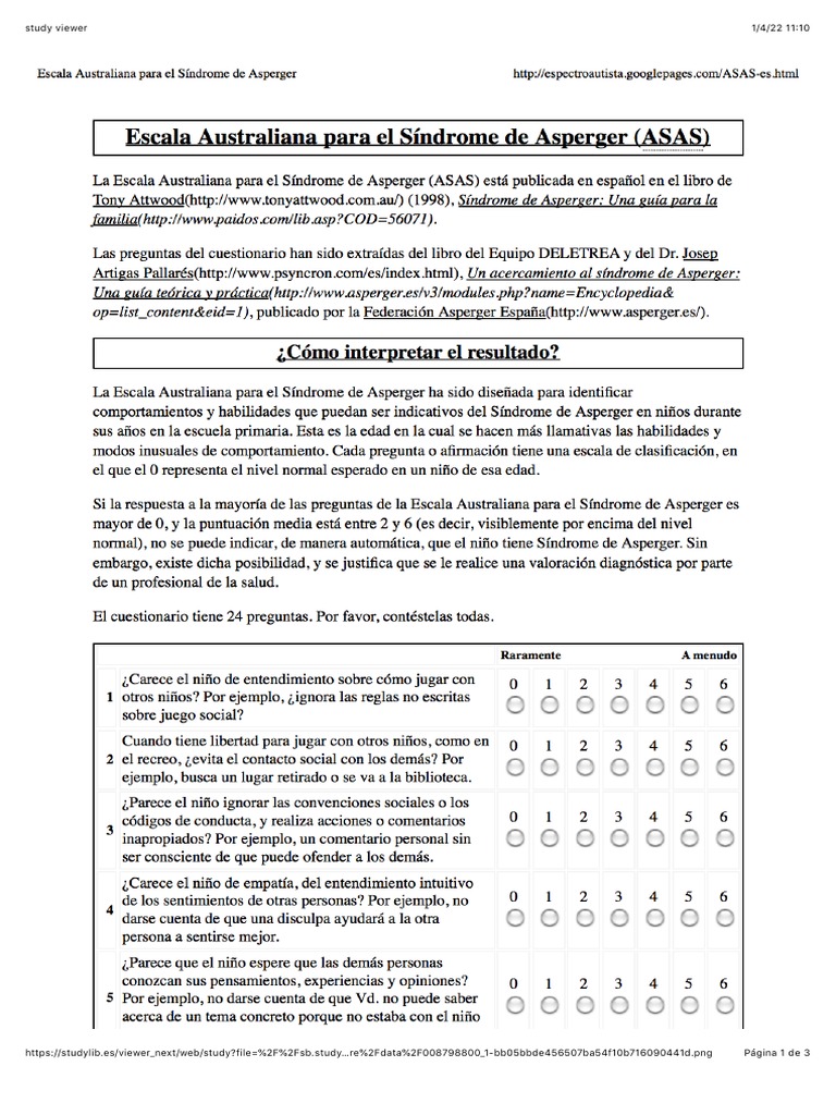 ASAS Escala australiana | PDF