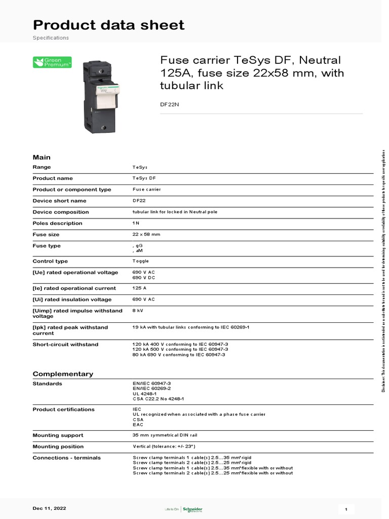 TeSys DF - LS1 - GK1 - DF22N | PDF | Fuse (Electrical) | Manufactured Goods
