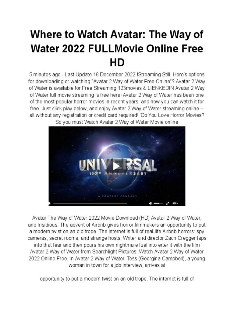 Where To Watch Avatar 2 The Way of Water Free at Home | PDF | Hulu ...
