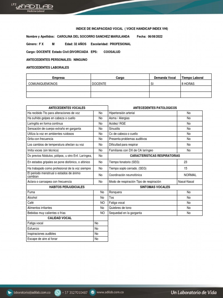 Voz Imetria Carolina Del Socorro Sanchez Marulanda | PDF | Enfermedades ... Voz Imetria Carolina Del Socorro Sanchez Marulanda | PDF | Enfermedades ...