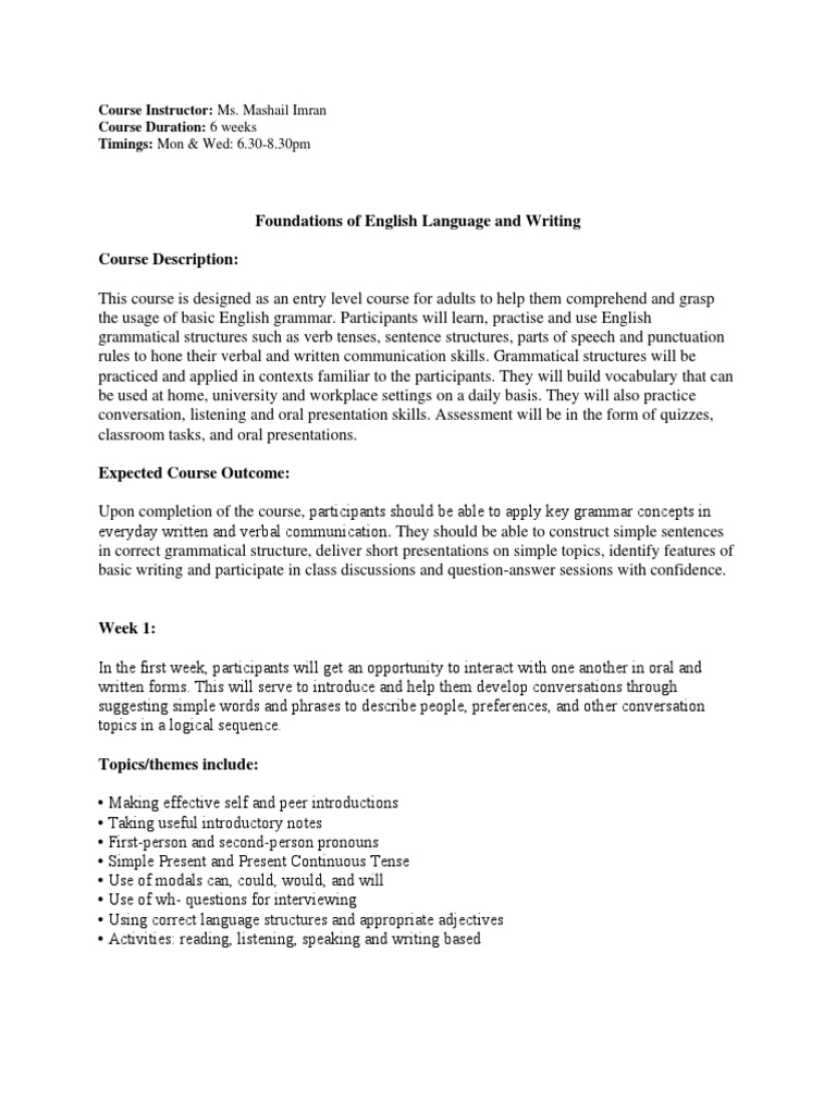 Foundations of English Language and Writing | PDF | English Language ...