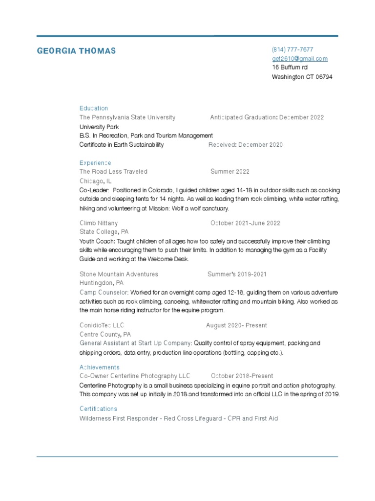 Georgia Thomas-Resume 11 2 22 | PDF