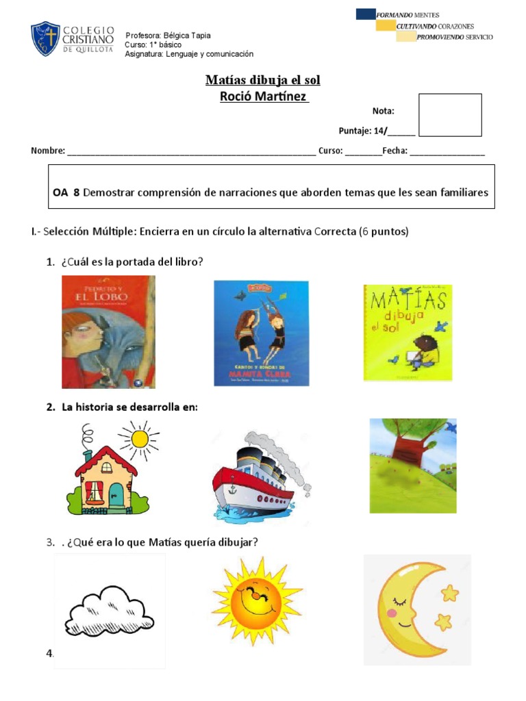 1° Evalaucion Plan Lecto Matías Dibuja El Sol | PDF 1° Evalaucion Plan Lecto Matías Dibuja El Sol | PDF