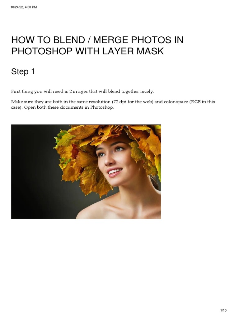 Tutorial 3 How To Blend - Merge Photos in Photoshop With Layer Mask | Download Free PDF | Adobe ...