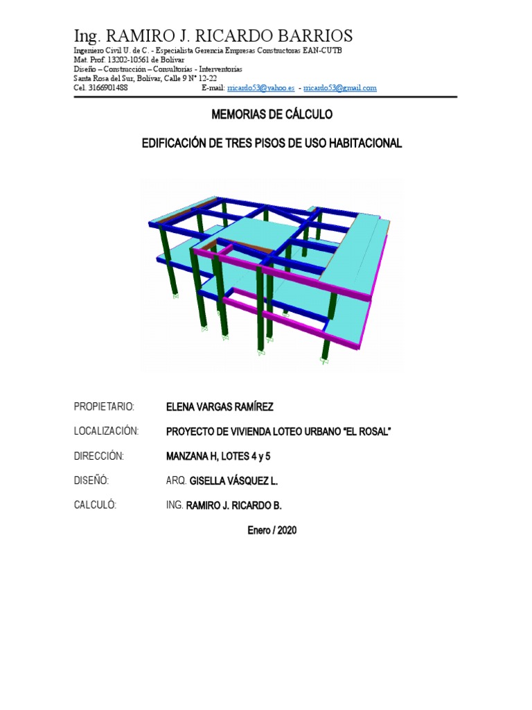 Memorias de Cálculo Edificación 3 Pisos | PDF | Hormigón | Fundación (Ingeniería)