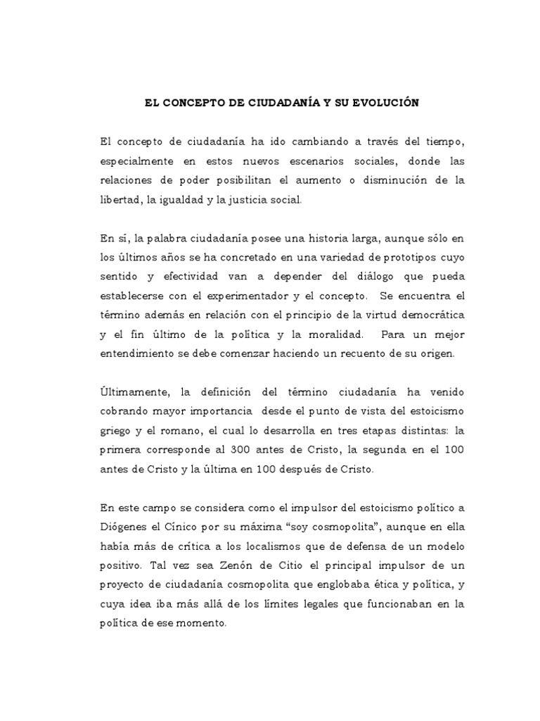 Evolución Del Concepto de Ciudadanía | PDF | Ciencias Políticas ...