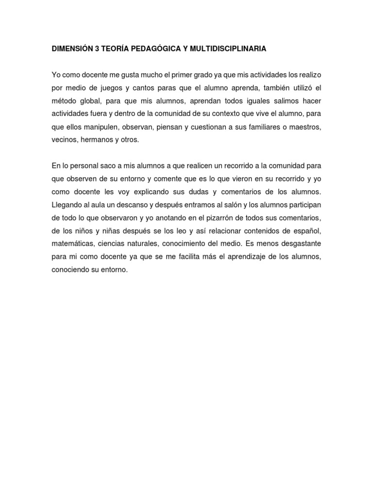 Dimensión 3 Teoría Pedagógica y Multidisciplinaria | PDF