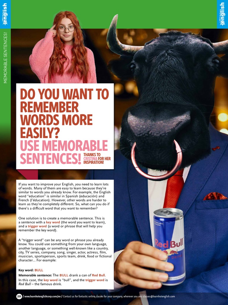 Do You Want To Remember Words More Easily?: Use Memorable Sentences! | PDF