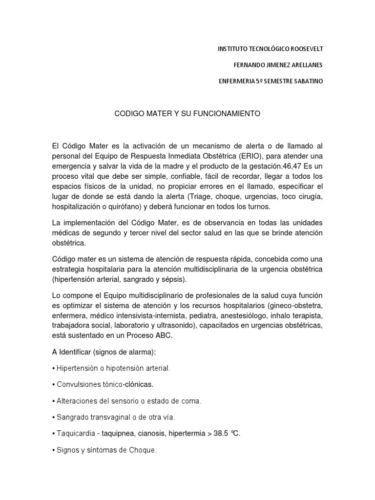 Codigo Mater | PDF | Hospital | Medicina de Cuidados Intensivos