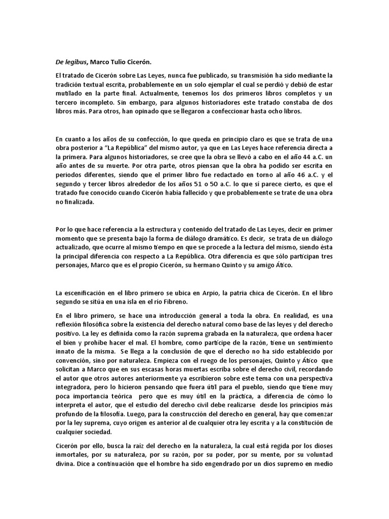 De Legibus, Cicerón. | PDF | Cicerón | Justicia