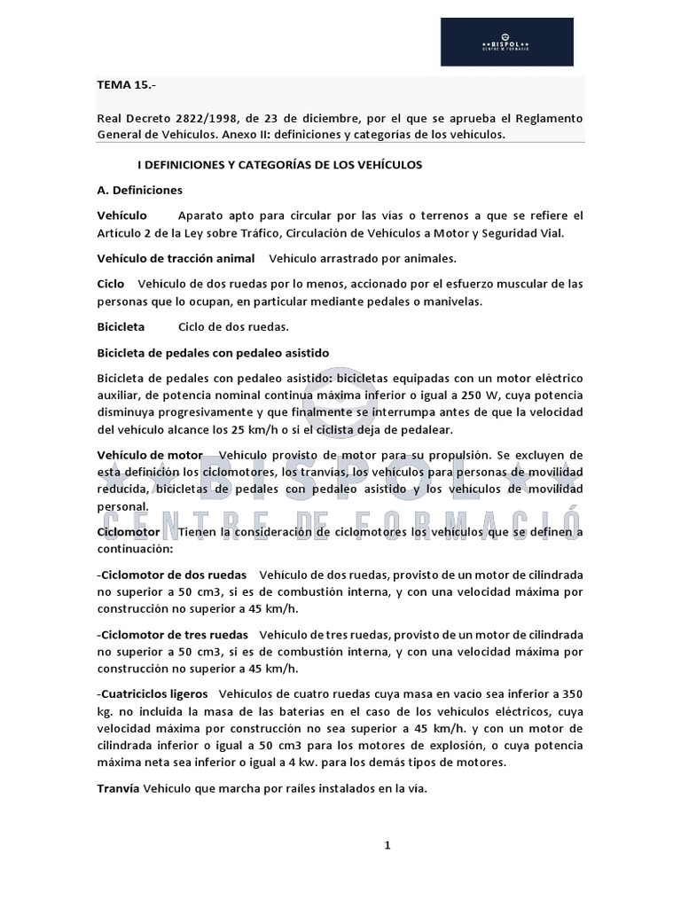 Real Decreto 2822-1998, de 23 de Diciembre, Por El Que Se Aprueba El ... Real Decreto 2822-1998, de 23 de Diciembre, Por El Que Se Aprueba El ...