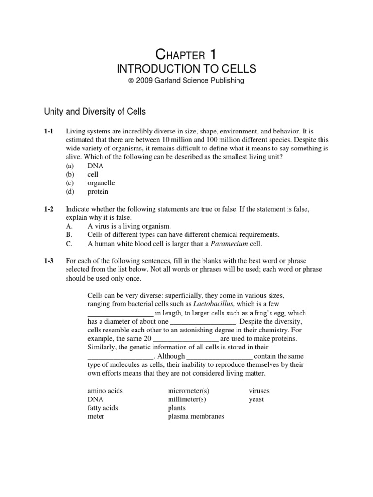 CH 1 Test Bank For Essential Cell Biology 3rd Edition Alberts | PDF ...