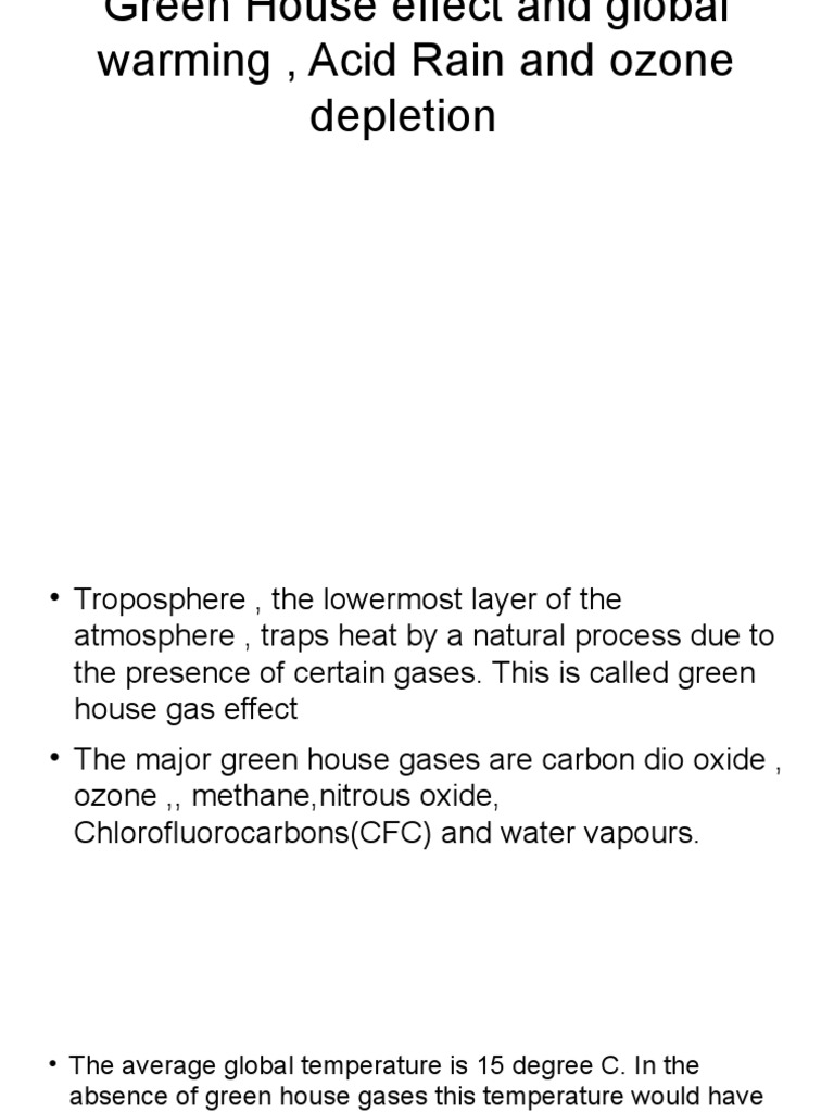 Greenhouse Effect and Ozone Depletion | PDF | Climate Change ...