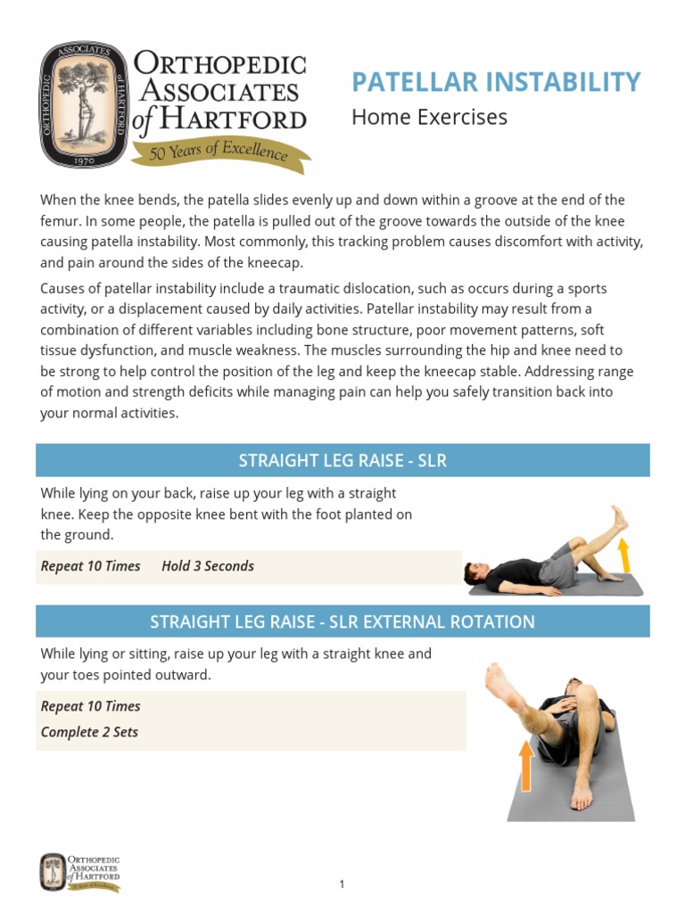 Oah Patellar Instability Exercises | PDF | Knee | Musculoskeletal System